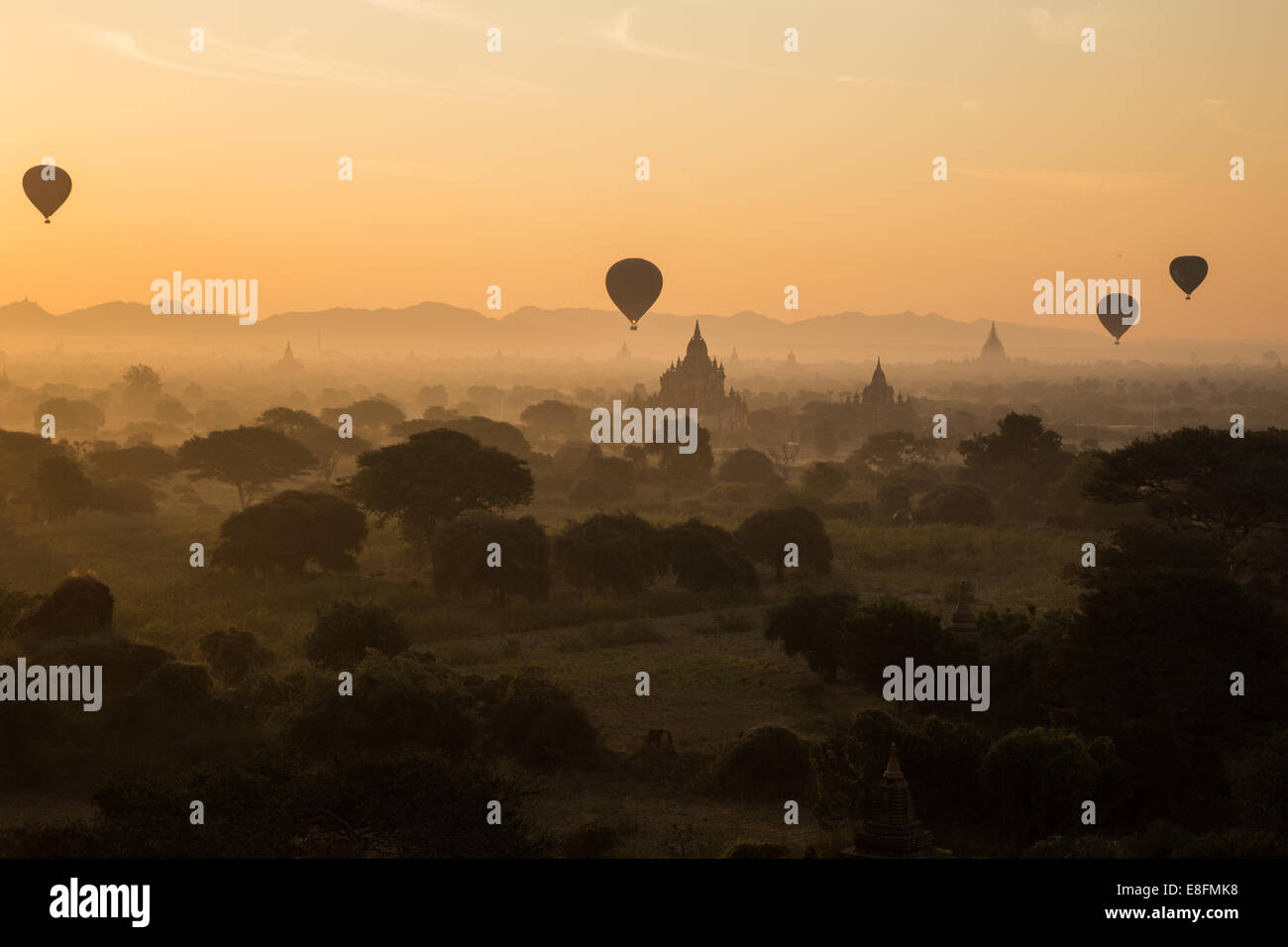 Myanmar Hot Air Balloons At The Sunrise, Bagan Stock Photo - Alamy