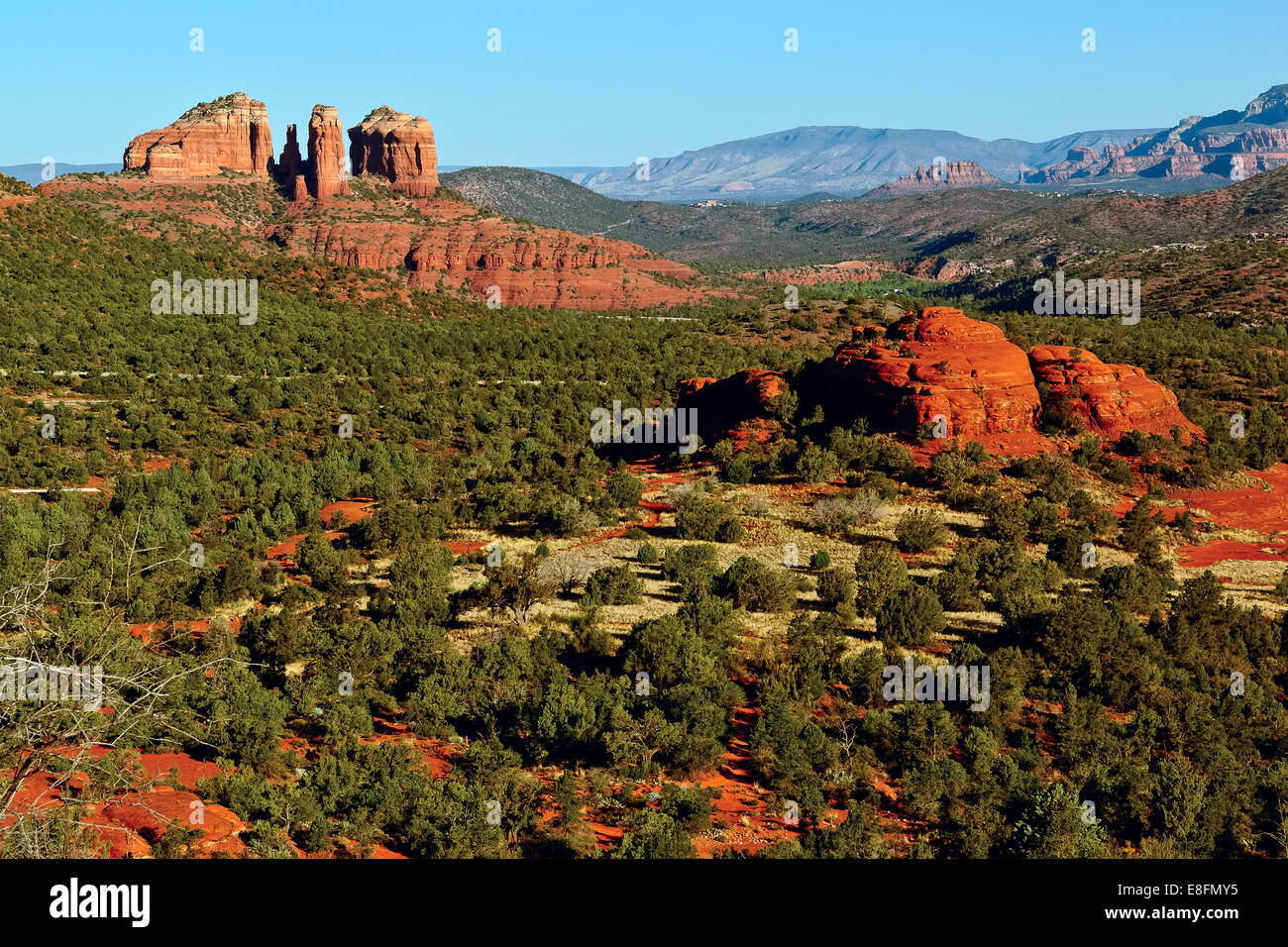 Sedonas cathedral rock baby bell rock viewed from courthouse butte hi ...