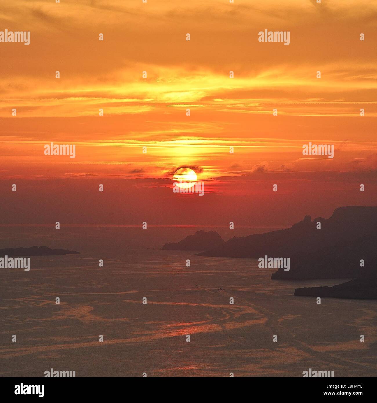 Coastal landscape at sunset, Cassis, Bouches-du-Rhone, Provence-Alpes ...