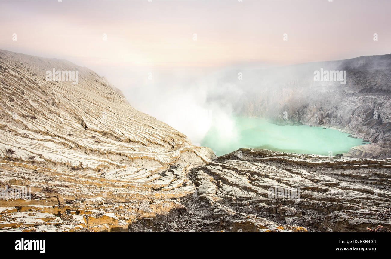 Indonesia, Java, Crater of volcano Ijen Stock Photo - Alamy