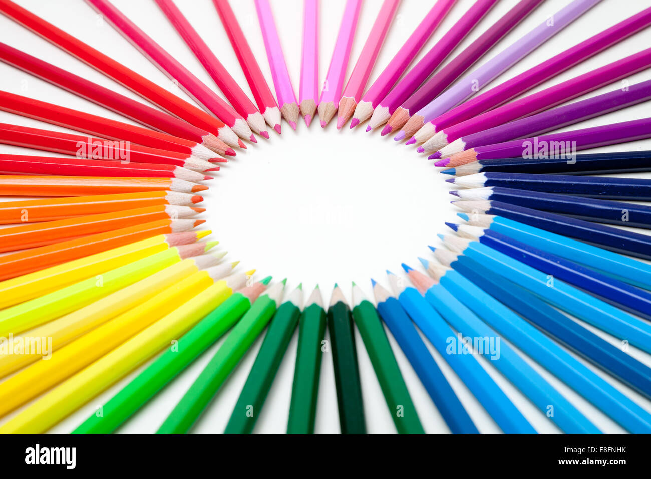 Multi-colored Pencils arranged to form a circle Stock Photo - Alamy