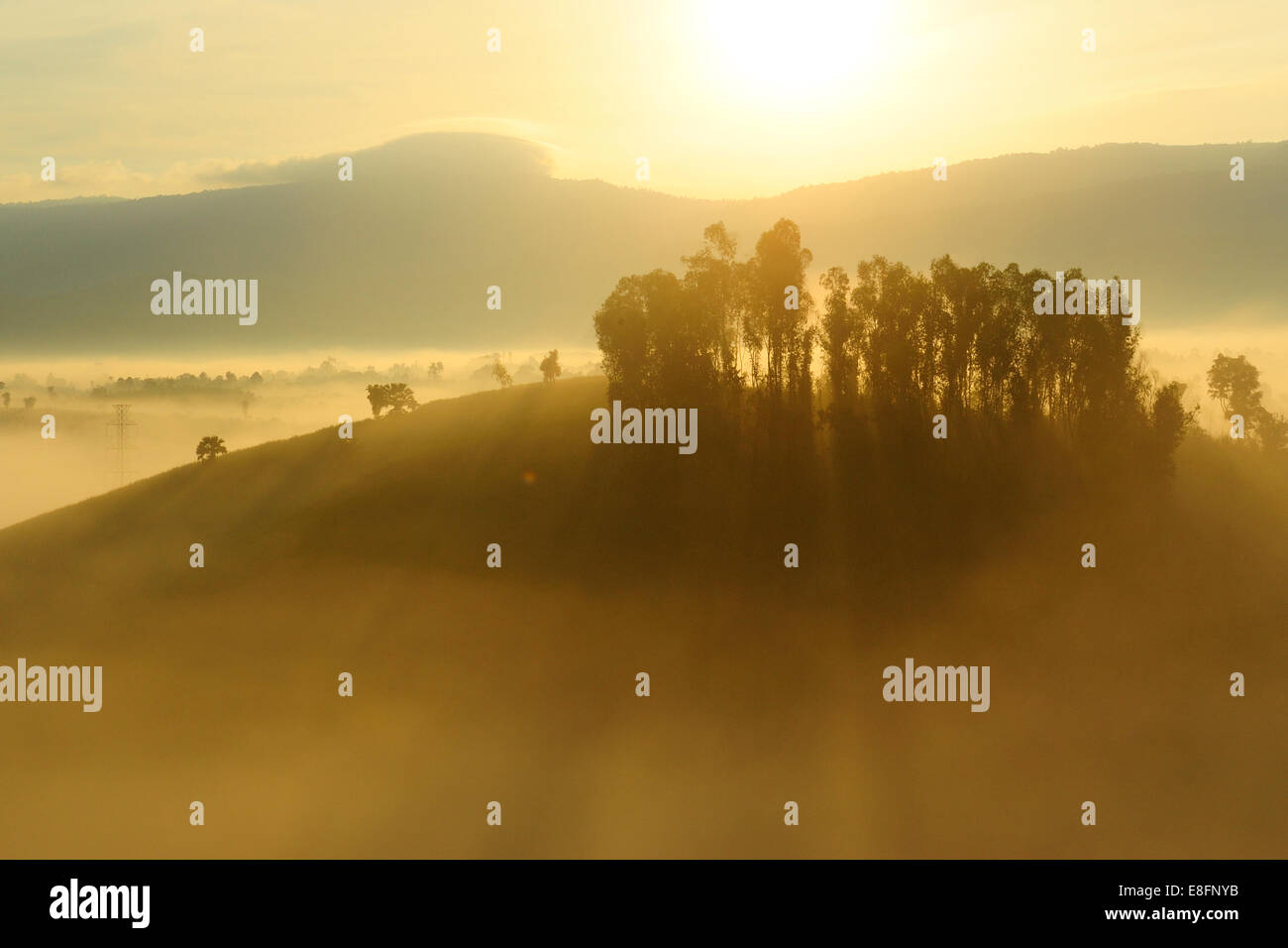 Thailand, Chiang Mai Province, Chiang Mai, Sunlight through fog Stock ...