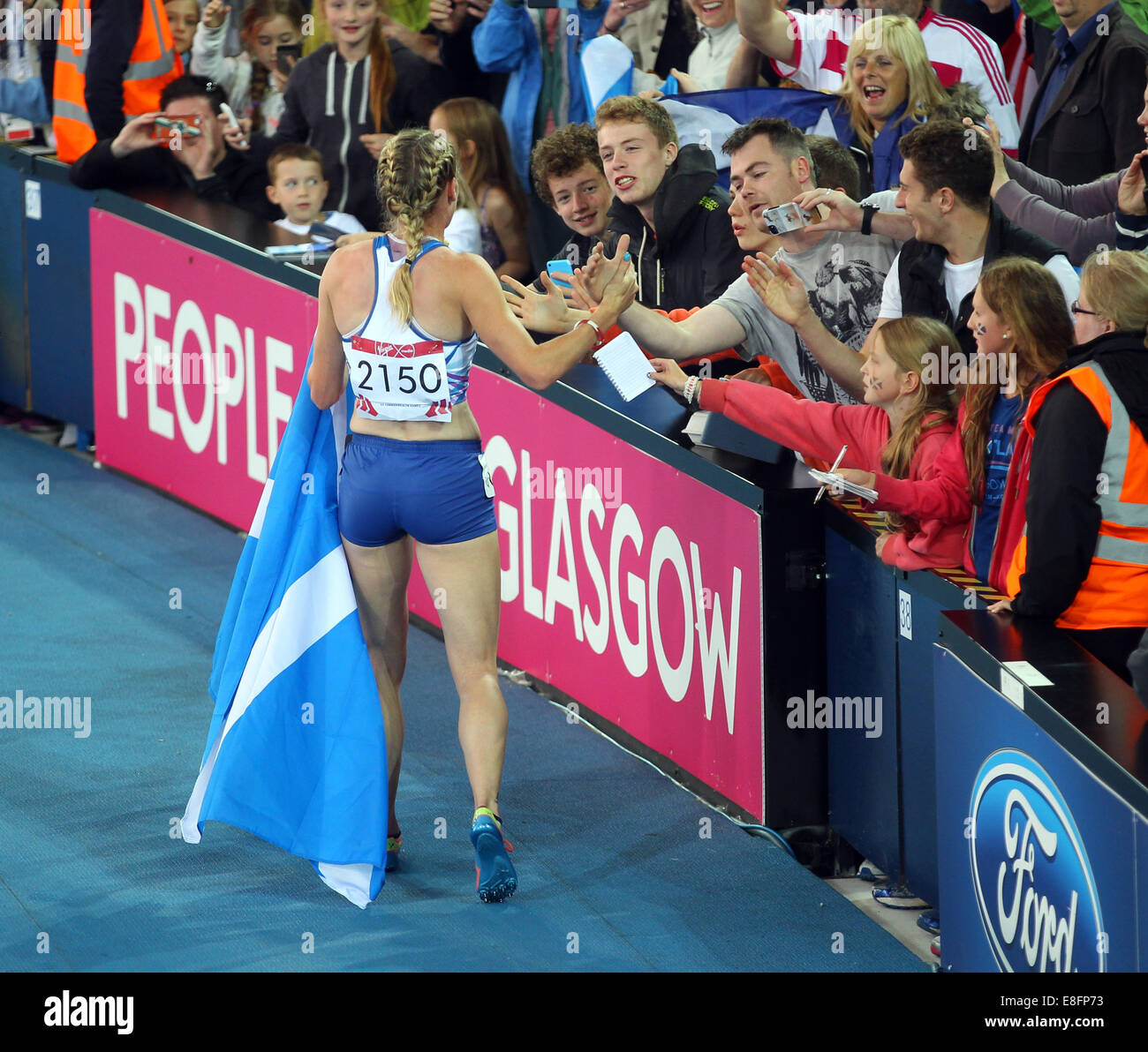 Eilidh Child (SCO) celebrates winning the Silver Medal with the crowd ...