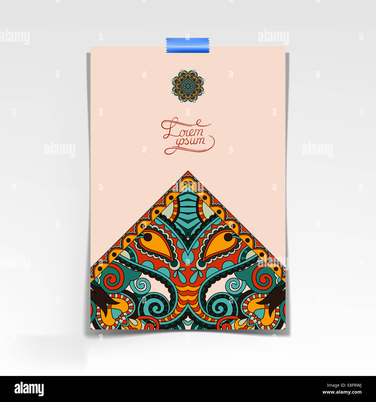 decorative sheet of paper with oriental floral design Stock Photo - Alamy