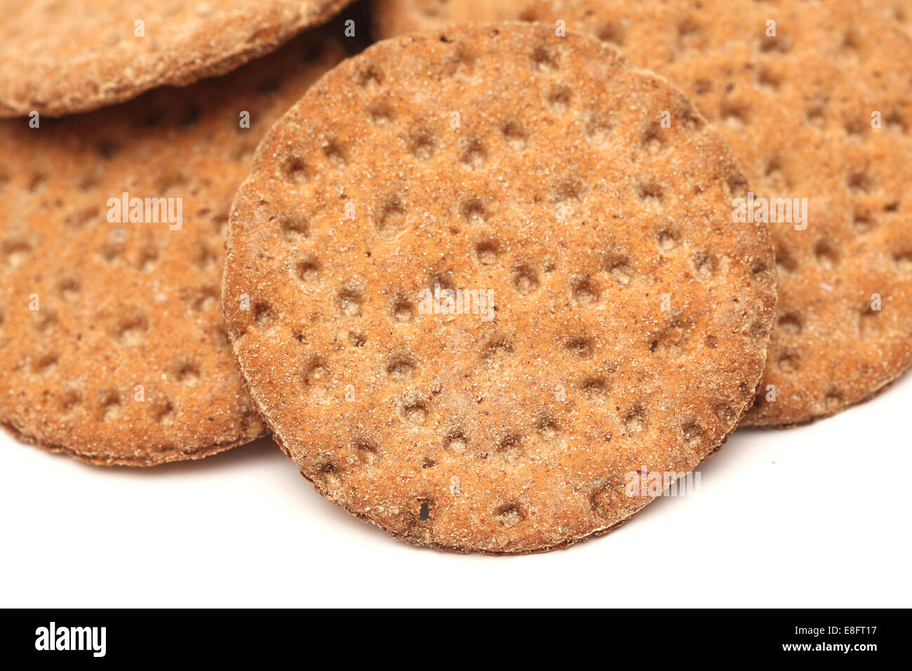 Round crispbread on a white background Stock Photo - Alamy