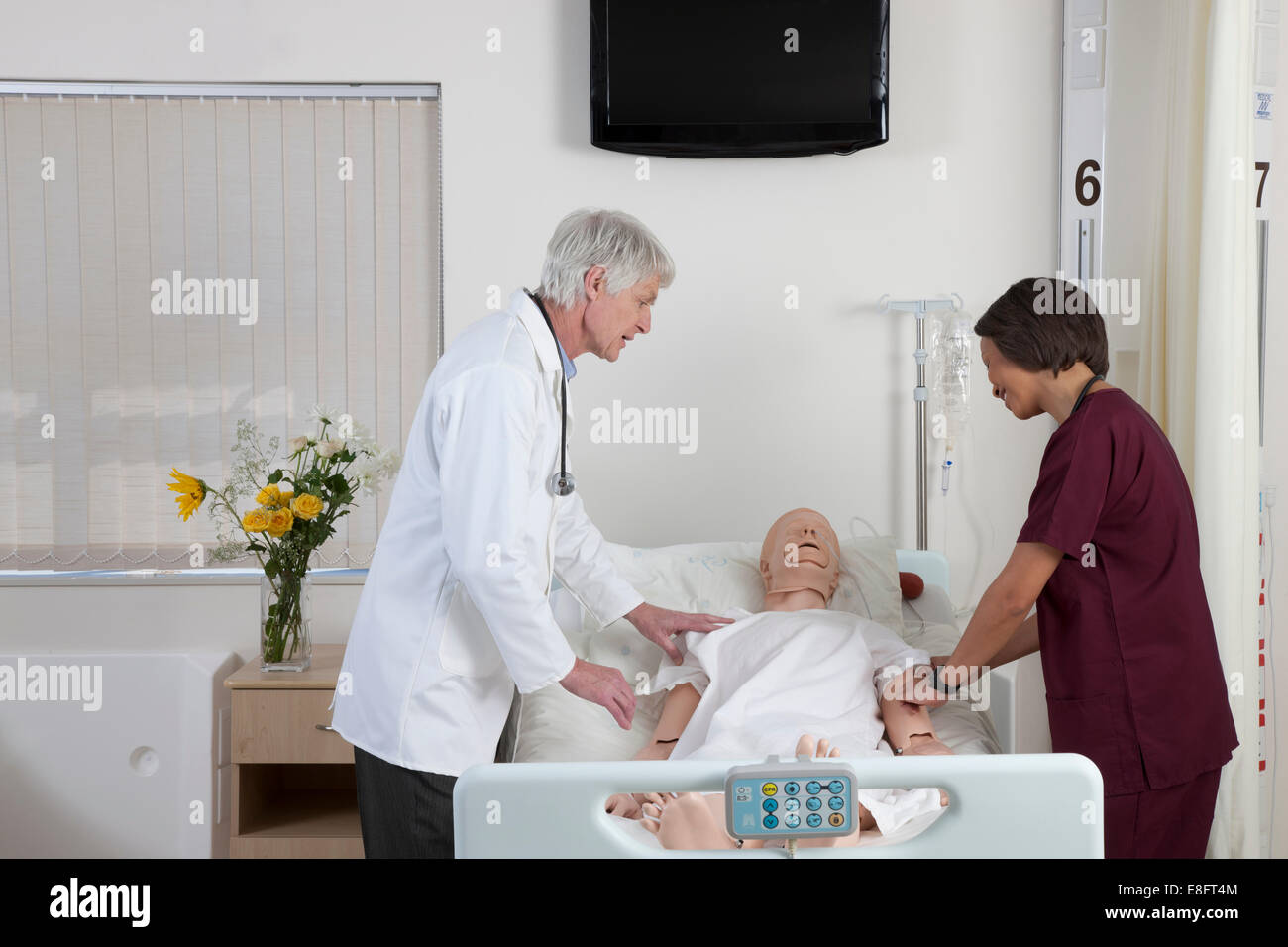 Doctor with nurse examining cpr dummy Stock Photo - Alamy