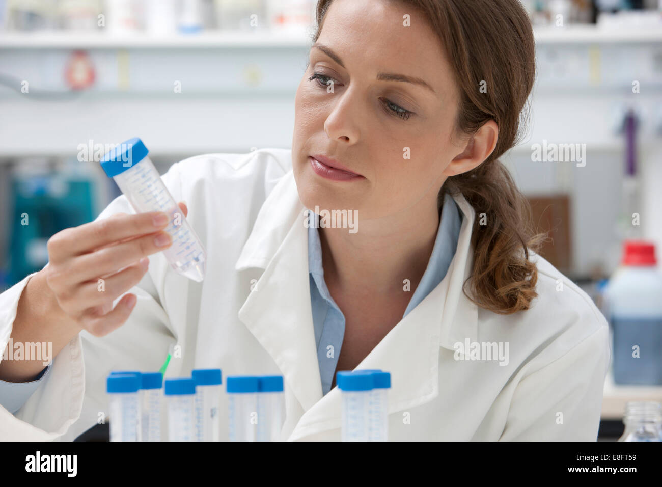 Technician examining test tube in hospital laboratory Stock Photo - Alamy
