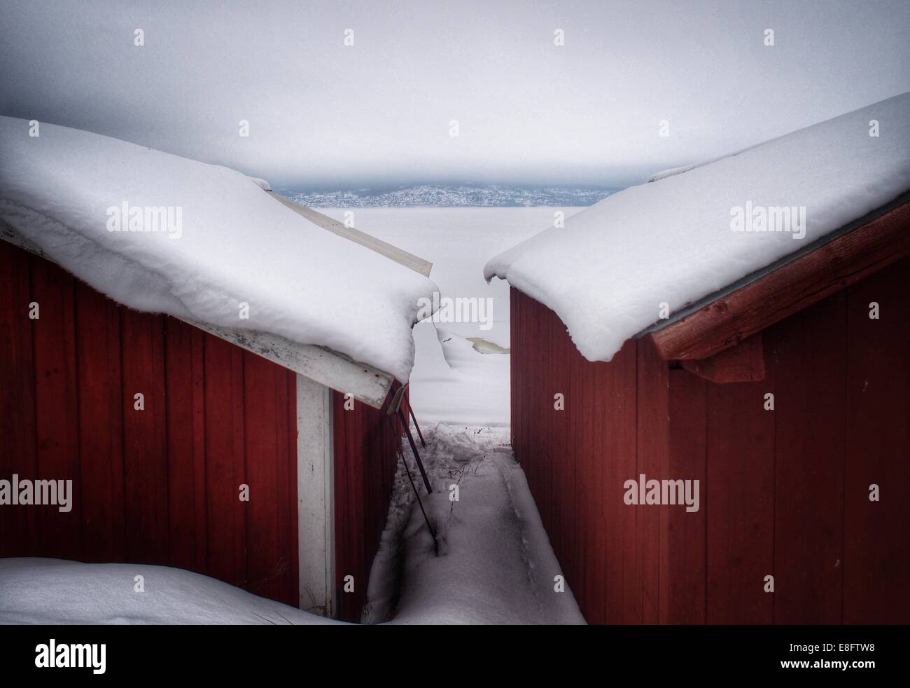 Snow covered buildings in winter, Sweden Stock Photo - Alamy