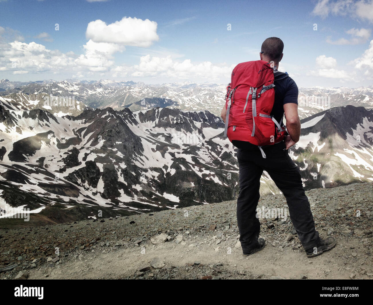 Hiker looking at mountain view, Colorado, America, USA Stock Photo - Alamy