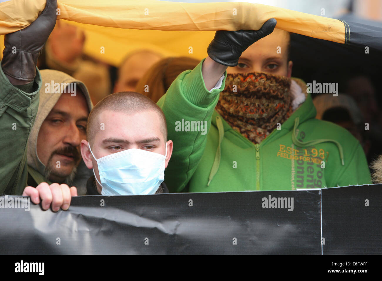 Masked young men at the annual 'Russian March' held by Russian ...