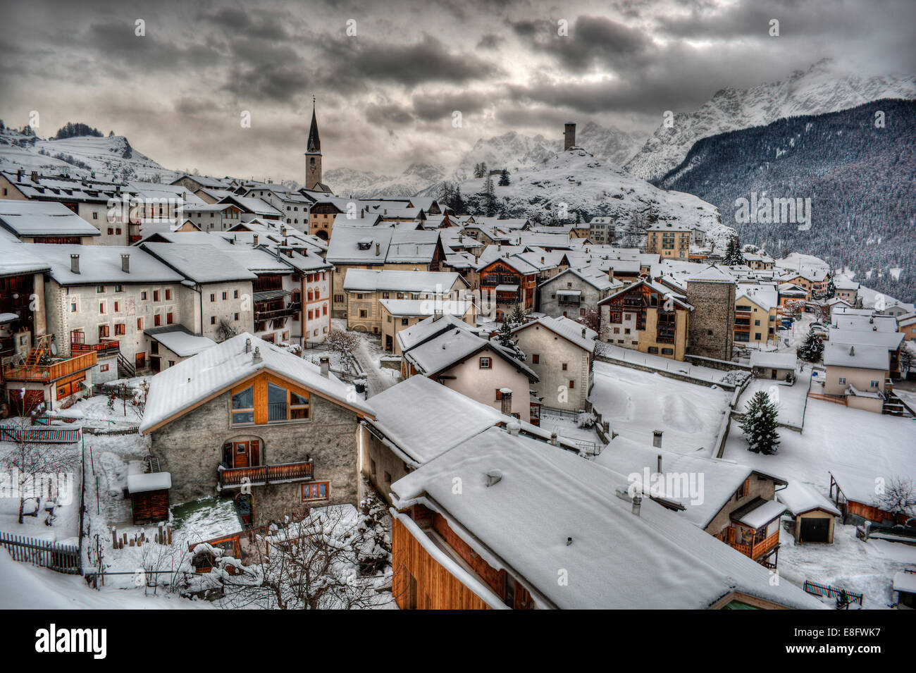Village of ardez in winter hi-res stock photography and images - Alamy