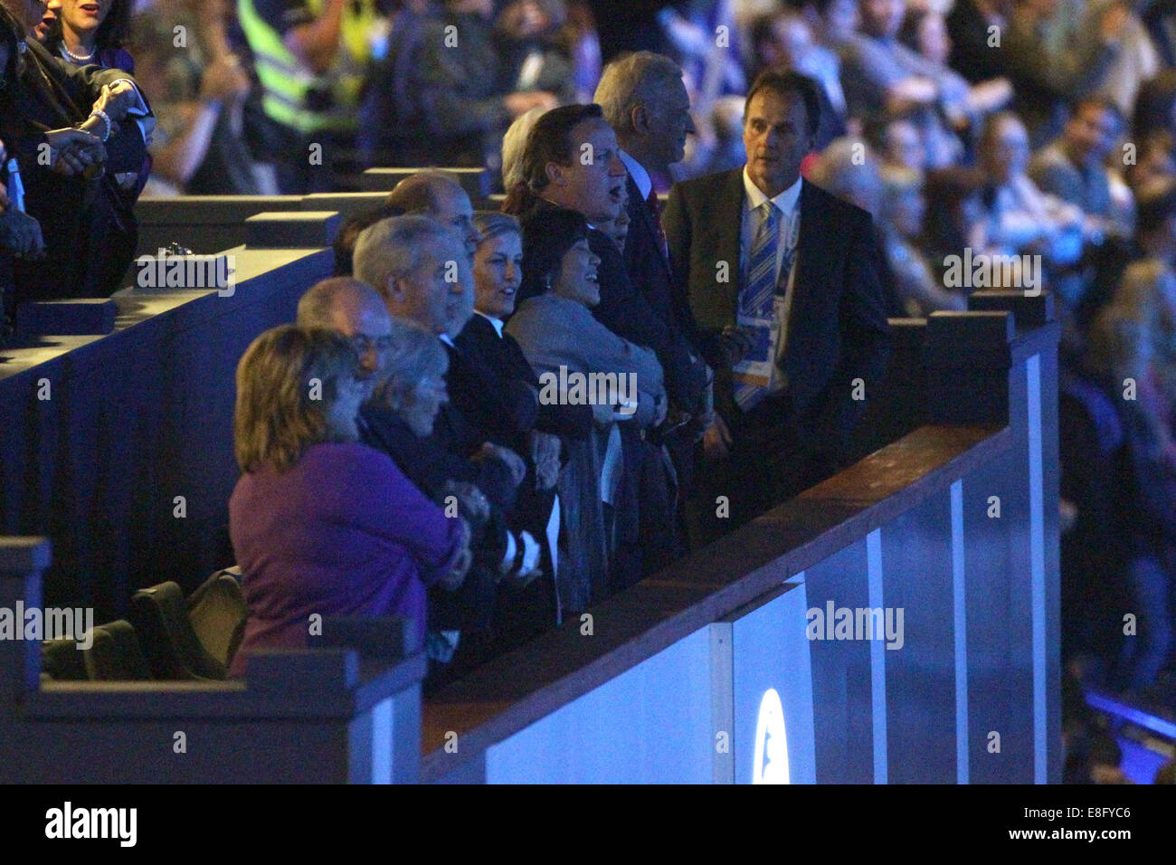 The Royal box sing auld lang syne. David Cameron, Prince edward, sophie ...