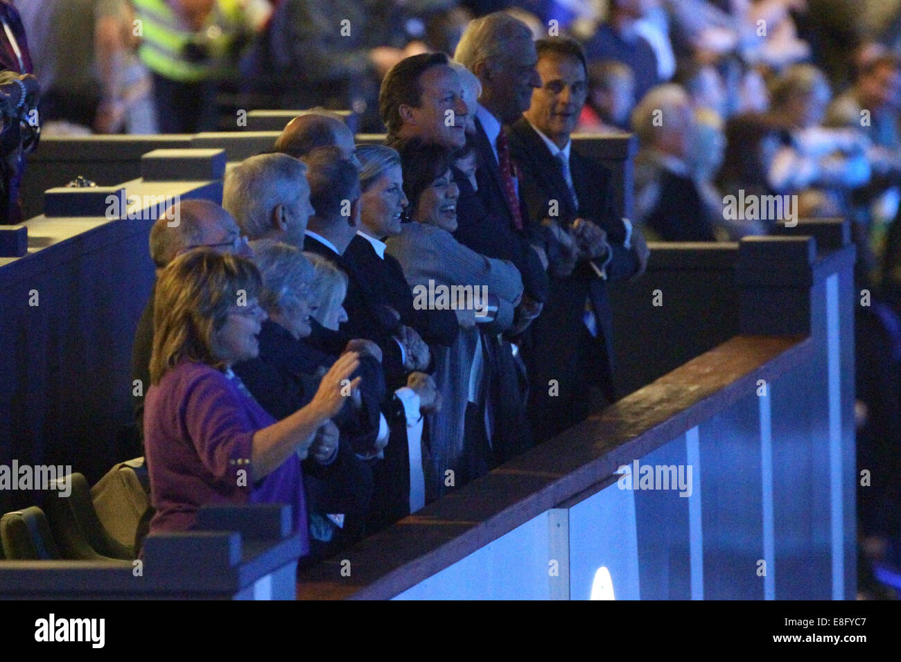 The Royal box sing auld lang syne. David Cameron, Prince edward, sophie ...