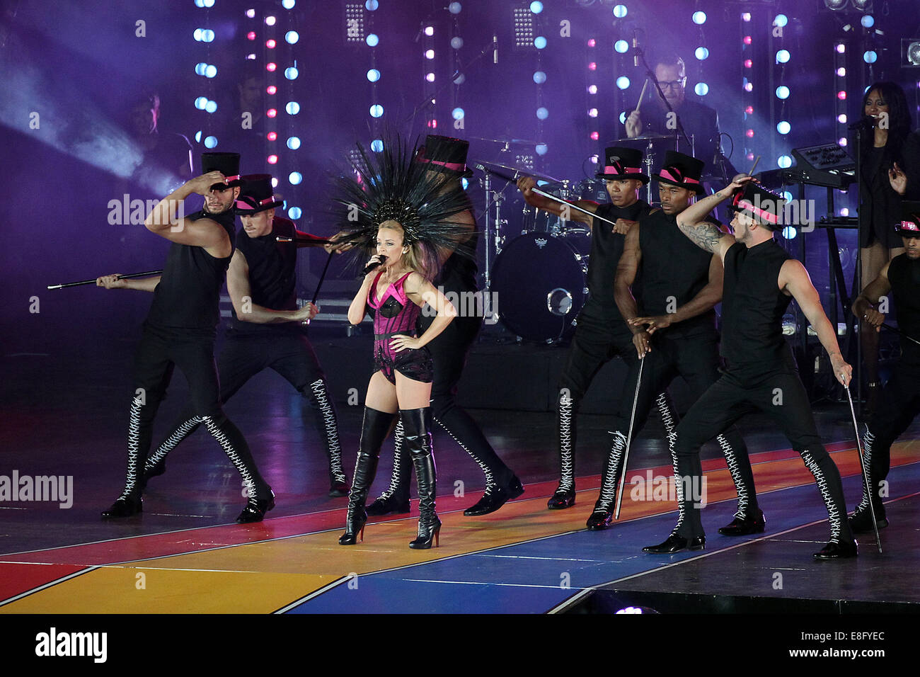 Singer Kylie Minogue performs. Closing Ceremony - Hampden Park ...