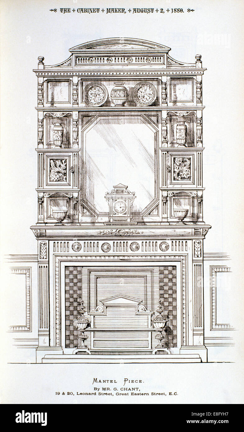 Close-up of a page from a Victorian catalogue, showing an over mantel ...