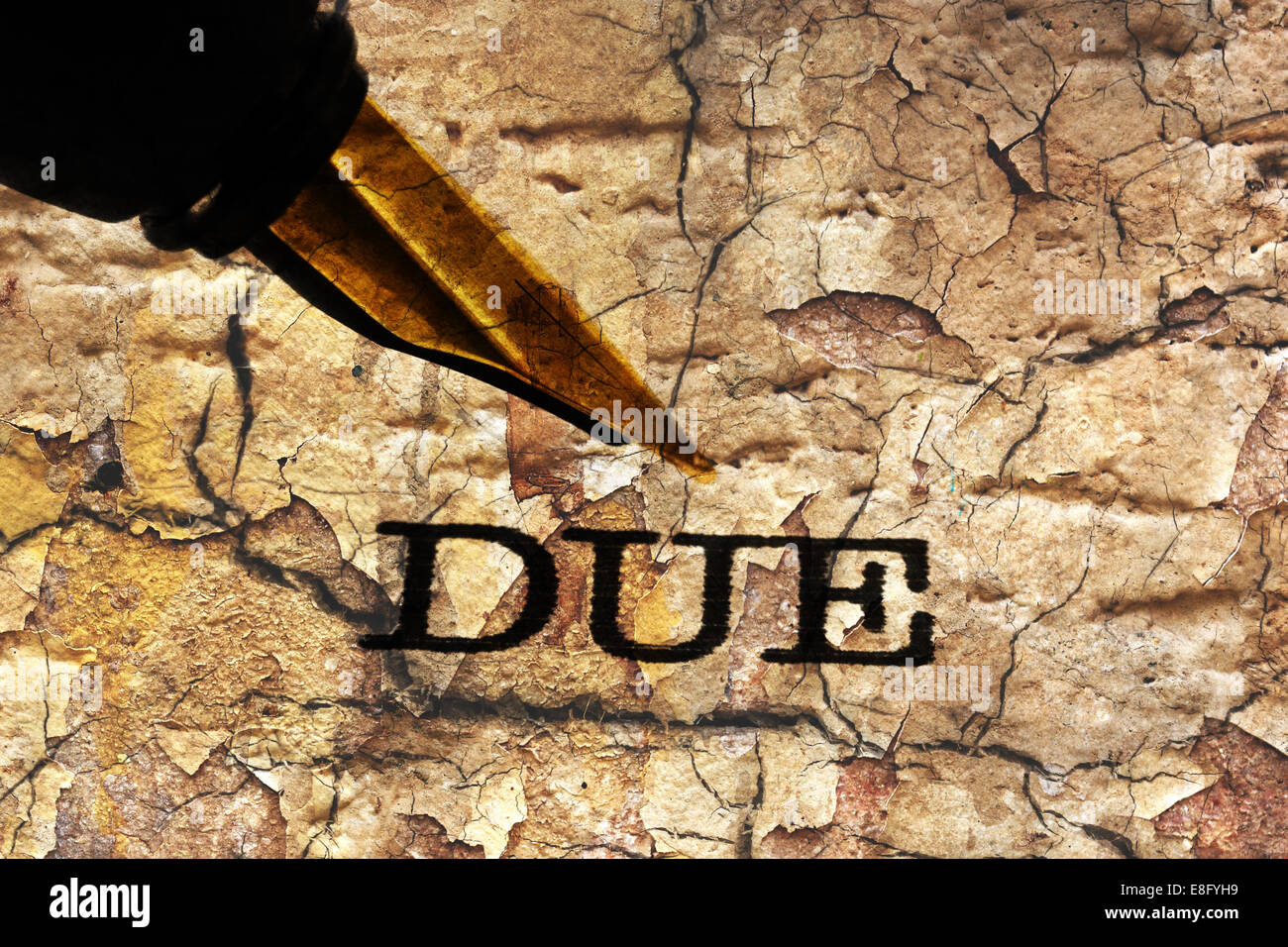 Fountain pen on due text Stock Photo - Alamy