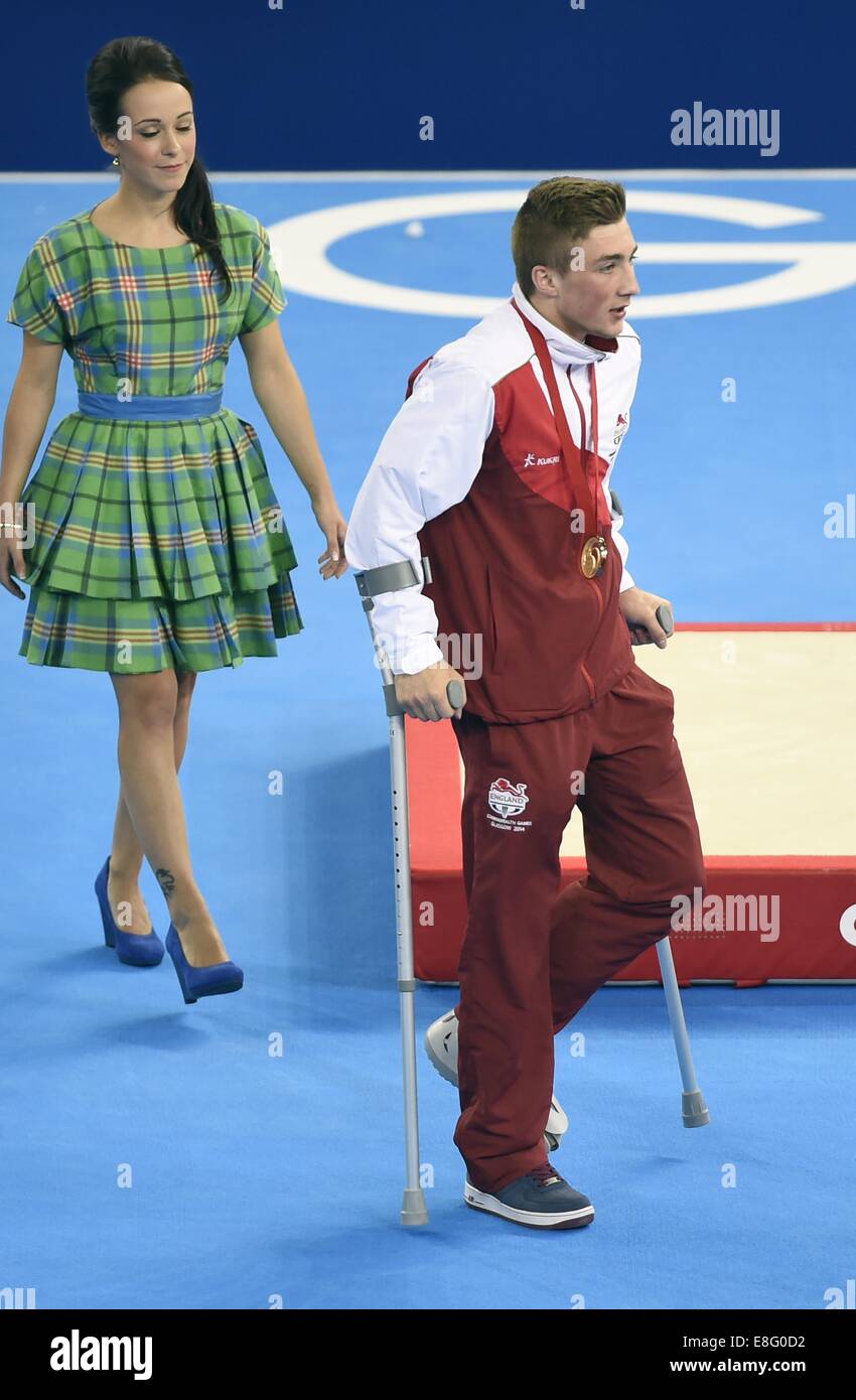 Sam Oldham (ENG) on crutches with his gold medal. Mens Artistic ...