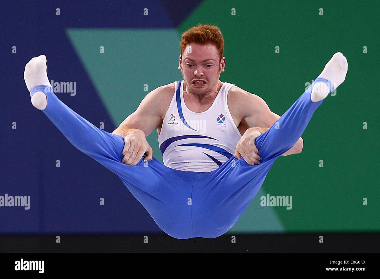 Daniel Purvis (SCO) in action on the parallel bars. Artistic Gymnastics ...