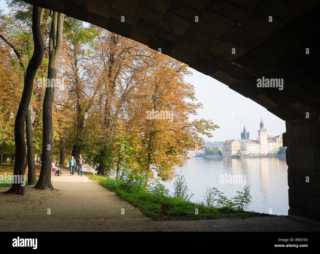 Strelecky ostrov, Praha, in autumn morning Stock Photo - Alamy