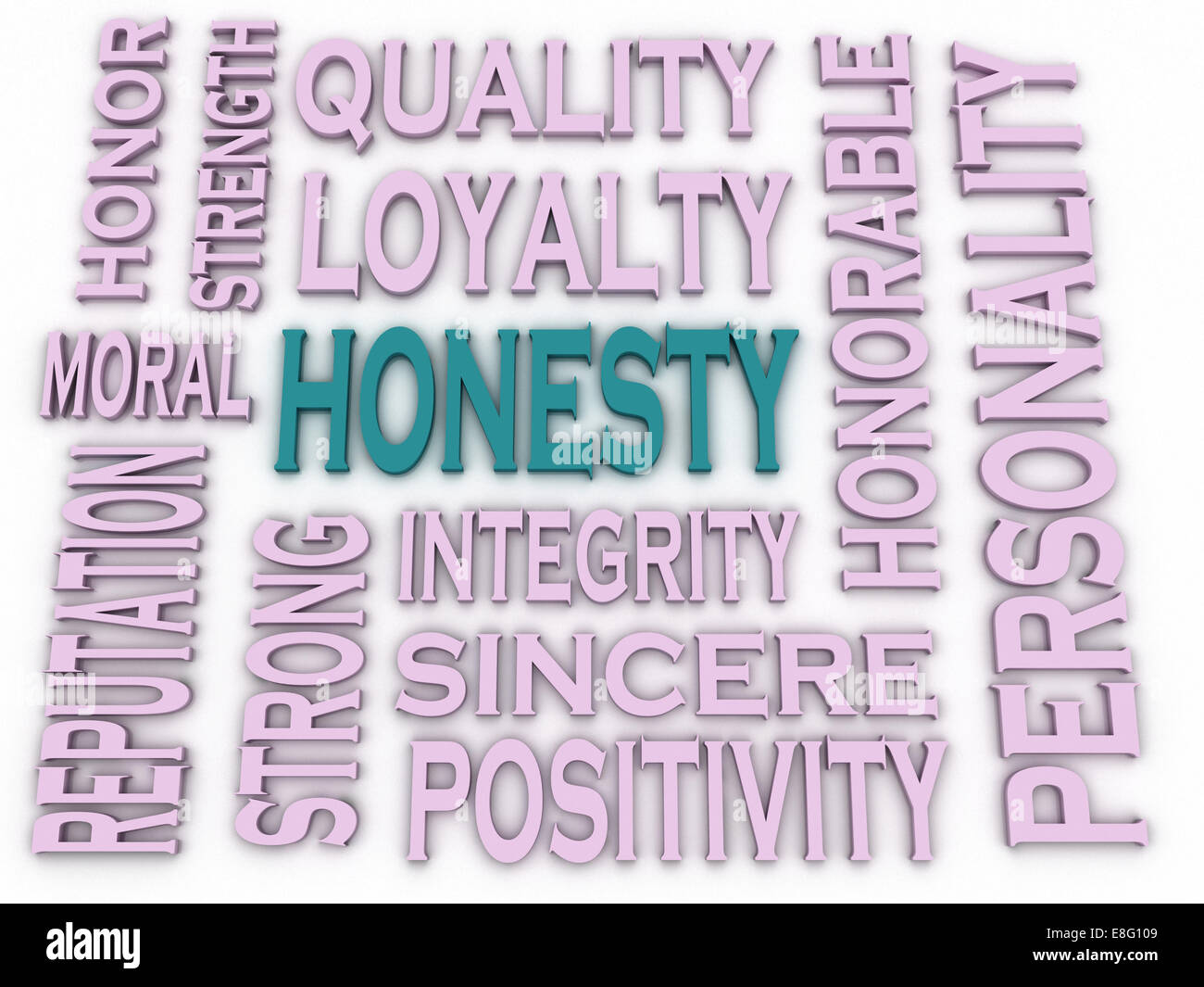 3d Imagen Honesty Concept In Word Tag Cloud On White Background Stock
