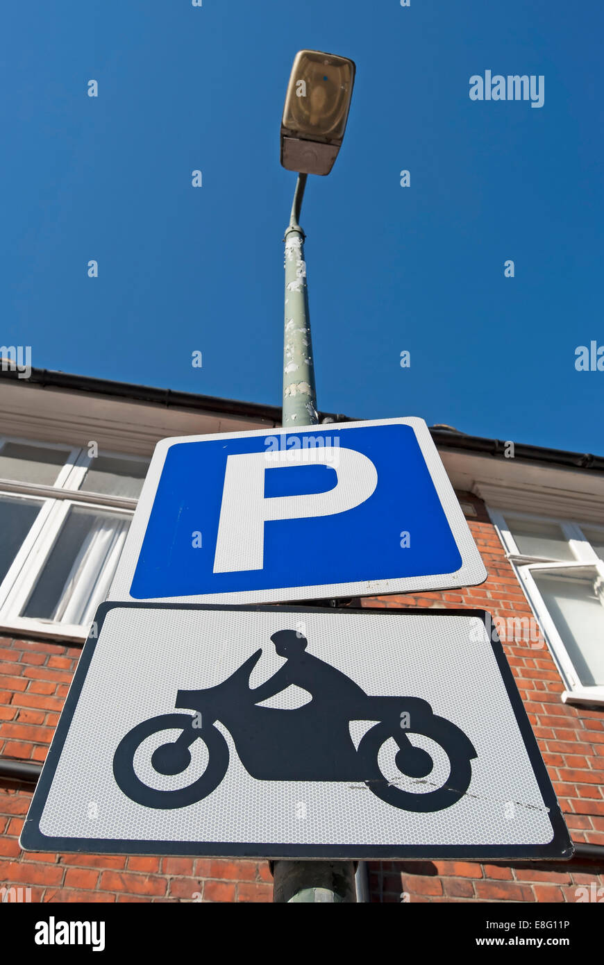 british road sign indicating a parking space for motorbikes, east sheen ...