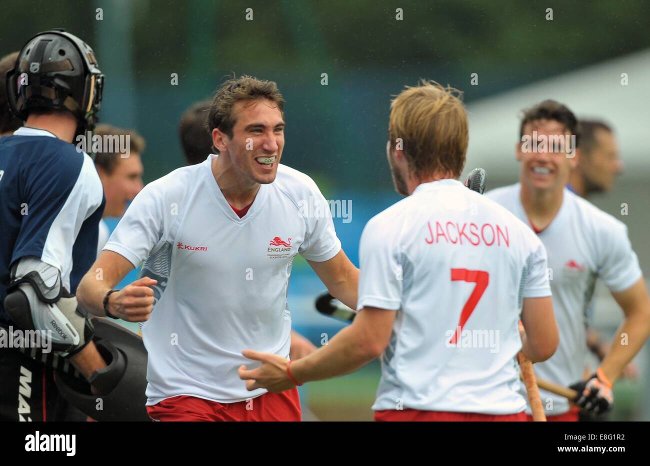 David Condon (ENG, left) celebrates with Ashley Jackson (ENG, 7) as ...