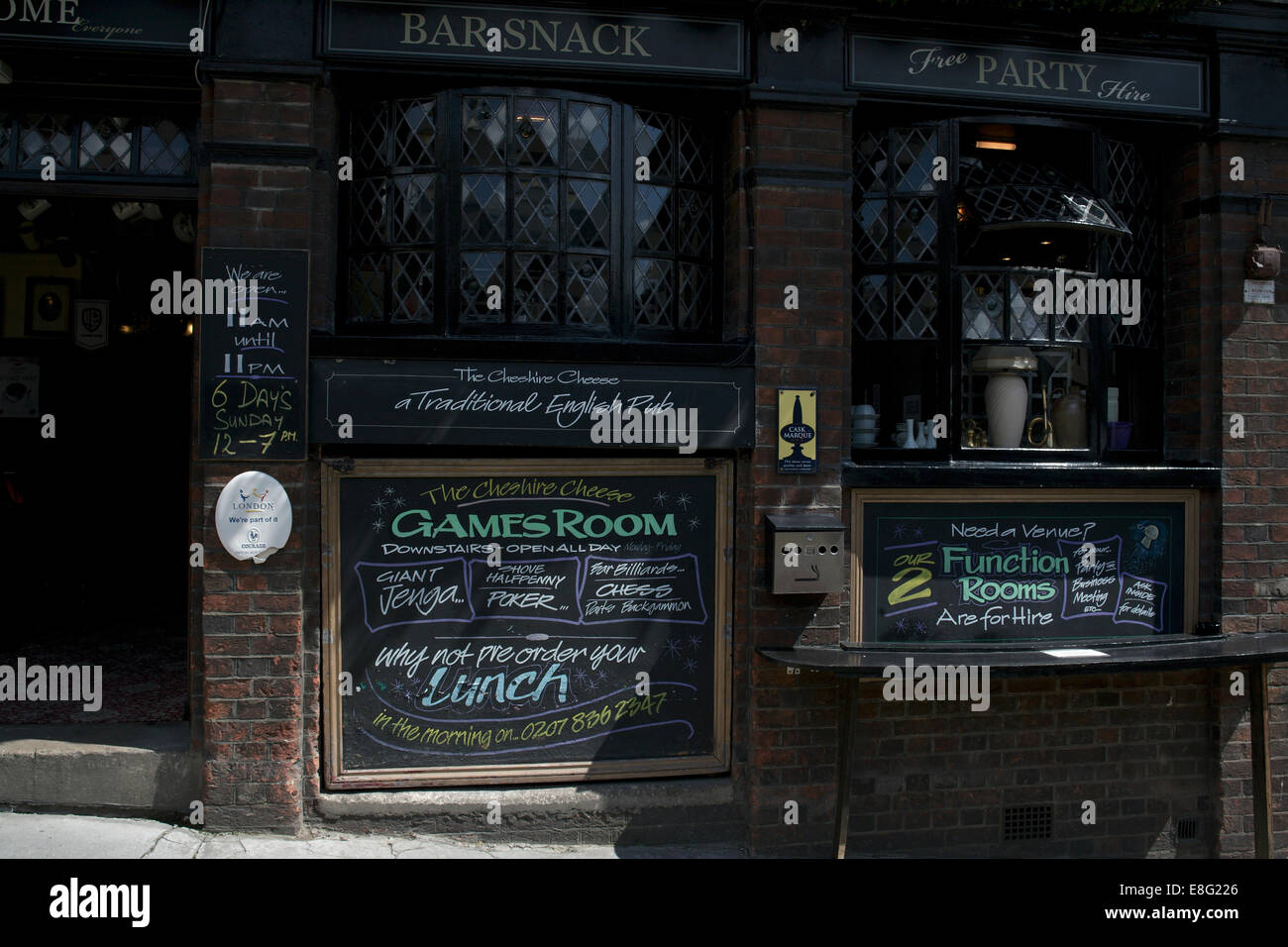 Exterior pub public house London England signs saying games function ...