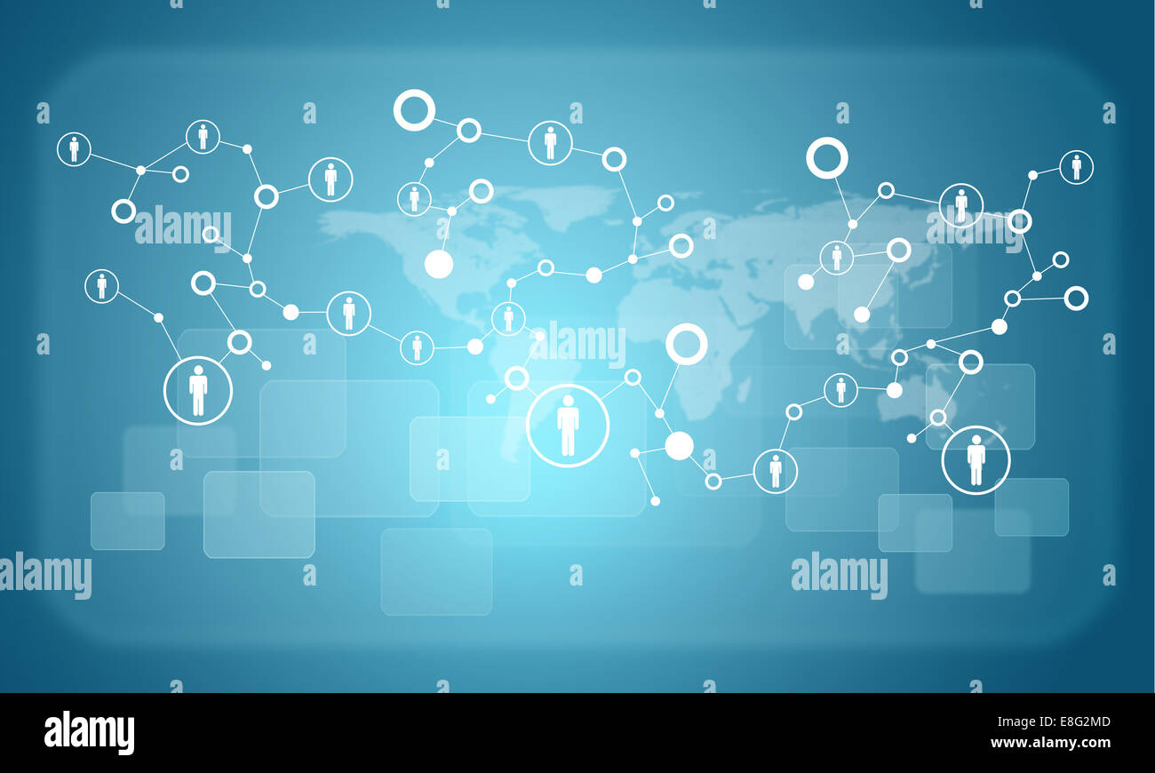 World map with network Stock Photo - Alamy