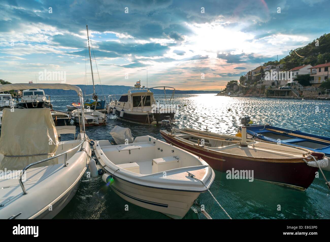 Landscape with boats and sea Stock Photo - Alamy