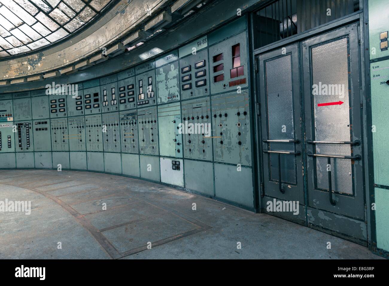 Illuminated control room Stock Photo - Alamy