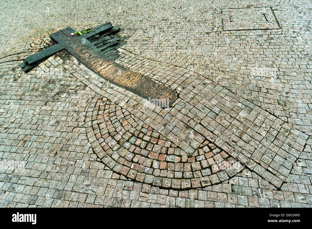 Jan Palach Memorial in public sidewalk in Prague in front of National ...