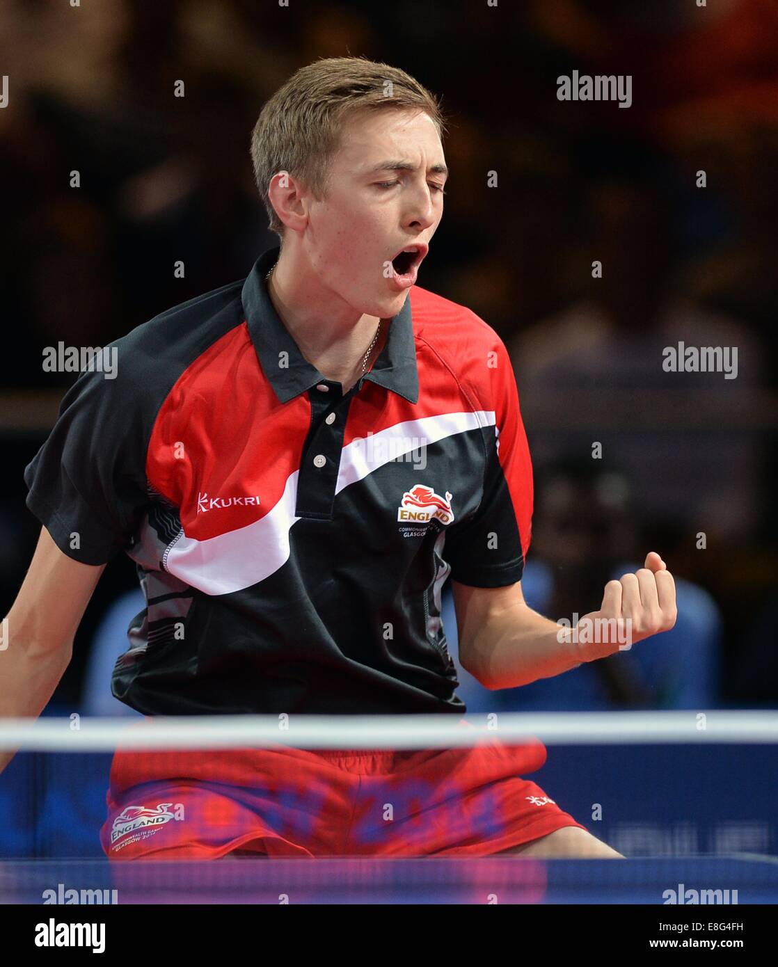 Liam Pitchford (ENG). Mens team semi-final. Table tennis.Scotstoun Sports Campus, Glasgow ...