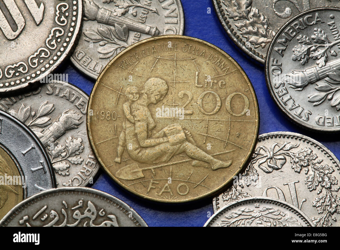 Coins of Italy. Emblem of the 1980 FAO International Women's Year ...