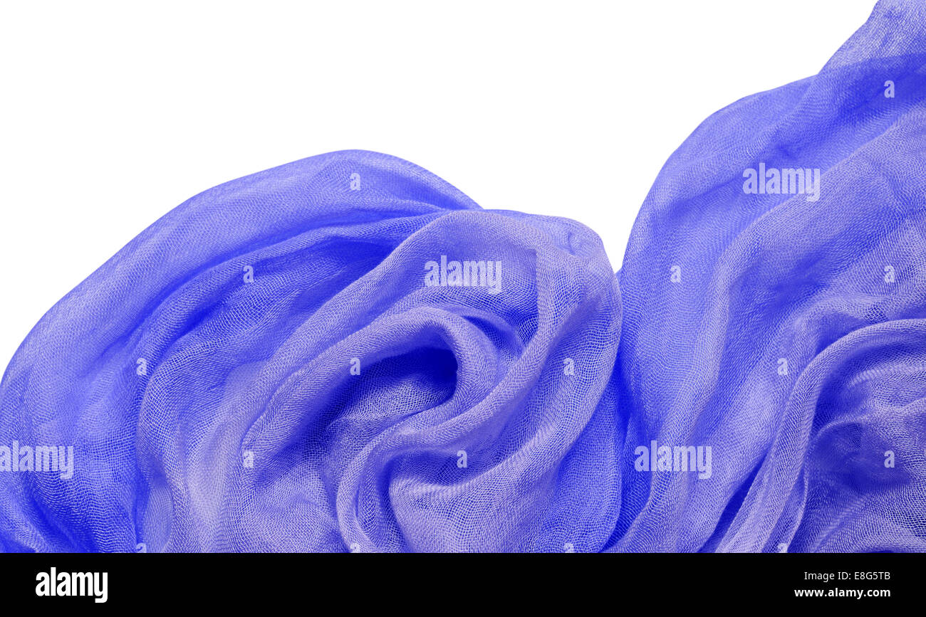 Blue viscose fabric with drapery isolated on white Stock Photo - Alamy