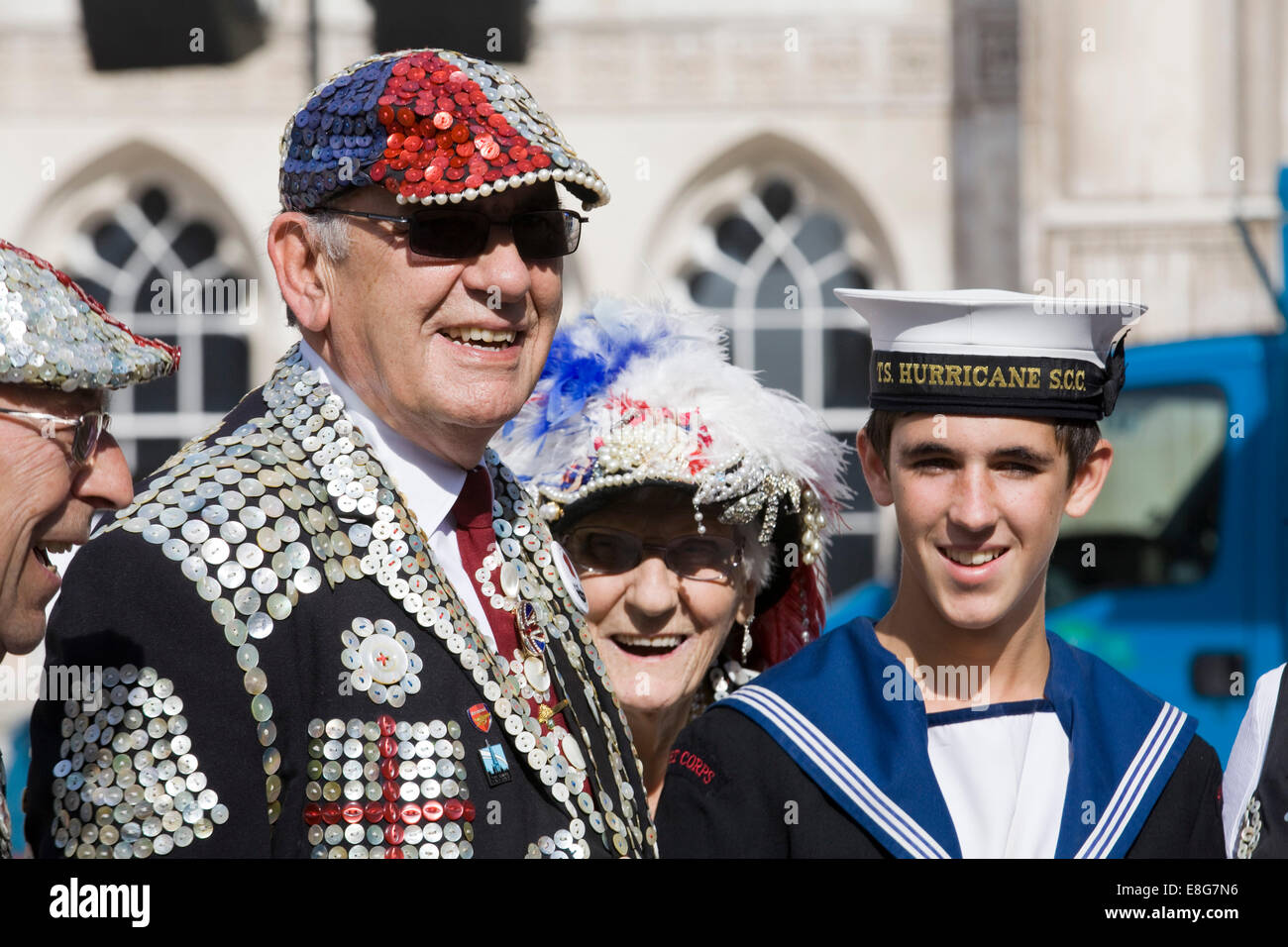 Pearly Kings and Queens known as pearlies London England Stock Photo ...