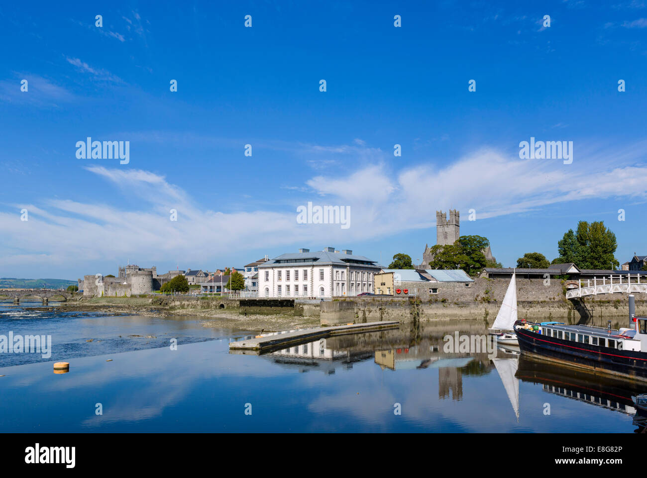 The River Shannon waterfront with King John's Castle in the distance ...