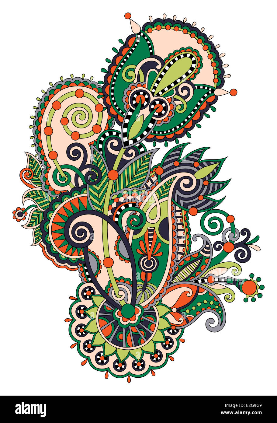 original hand draw line art ornate flower design Stock Photo - Alamy