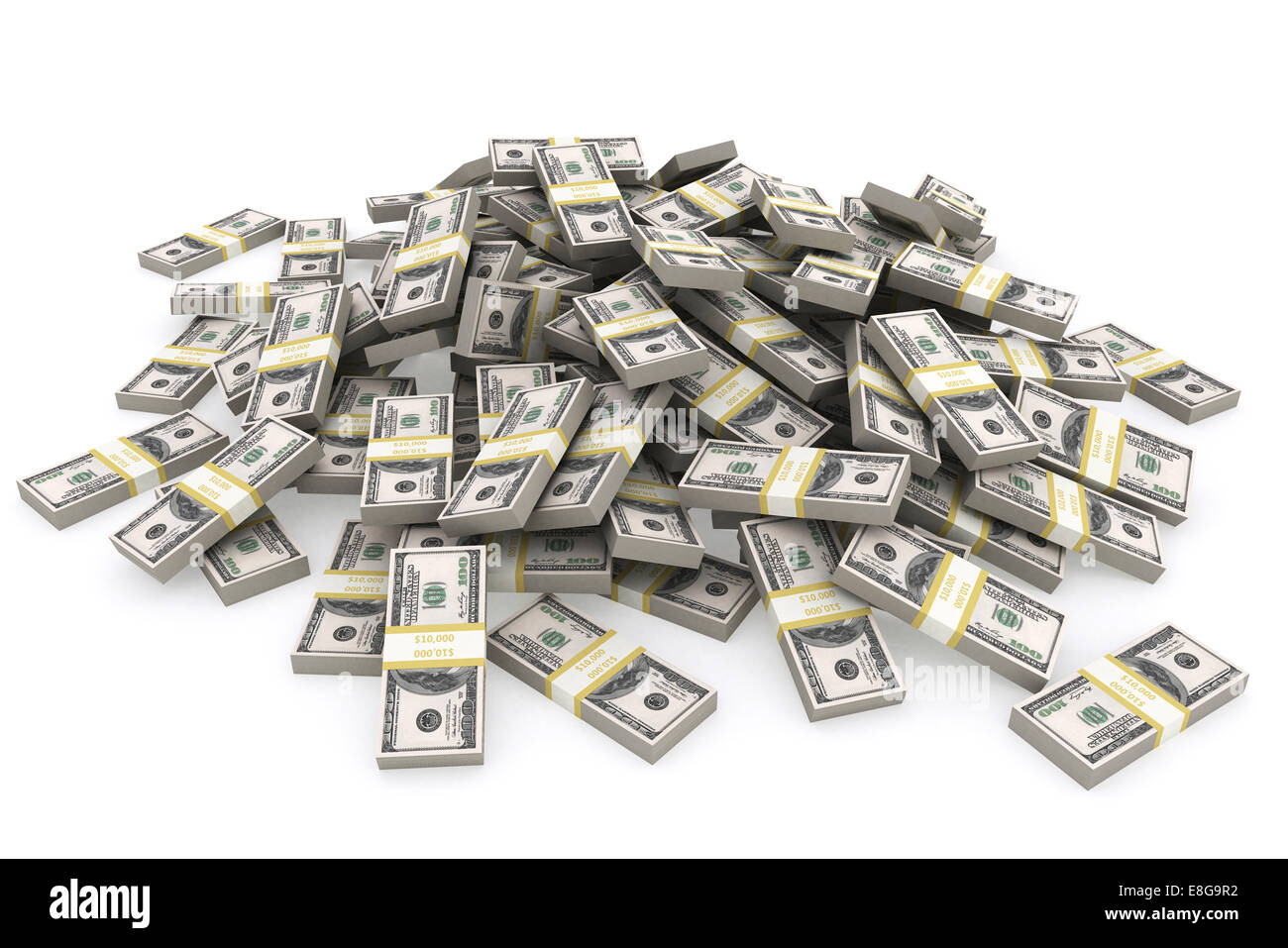 Stack of 100 dollars USA on white background. Financial concept Stock ...