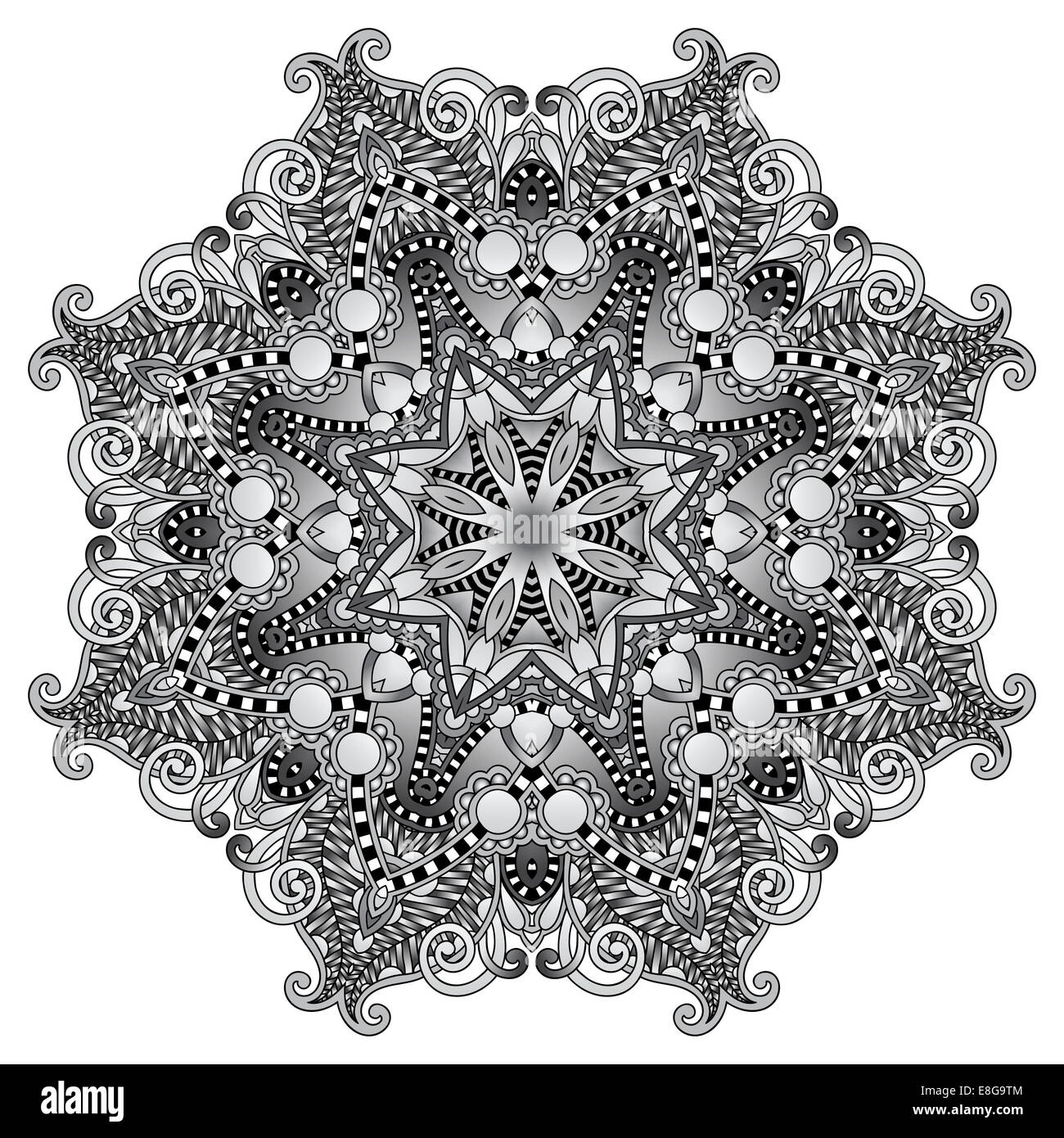 grey circular decorative geometric pattern for yoga fashion desi Stock ...