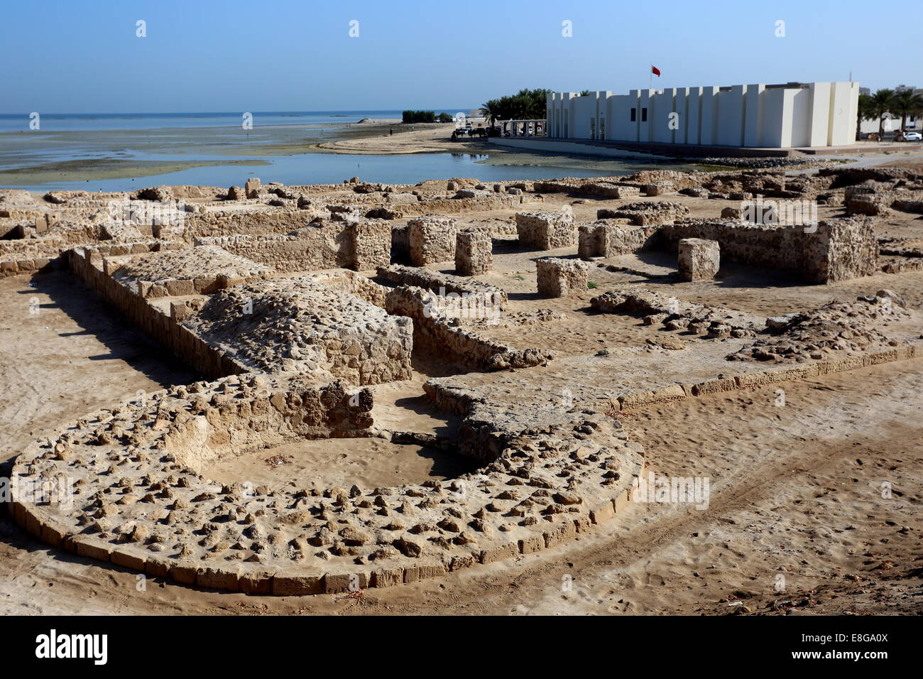 Bahrain Fort Museum with excavations of Dilmun-era ruins in front ...