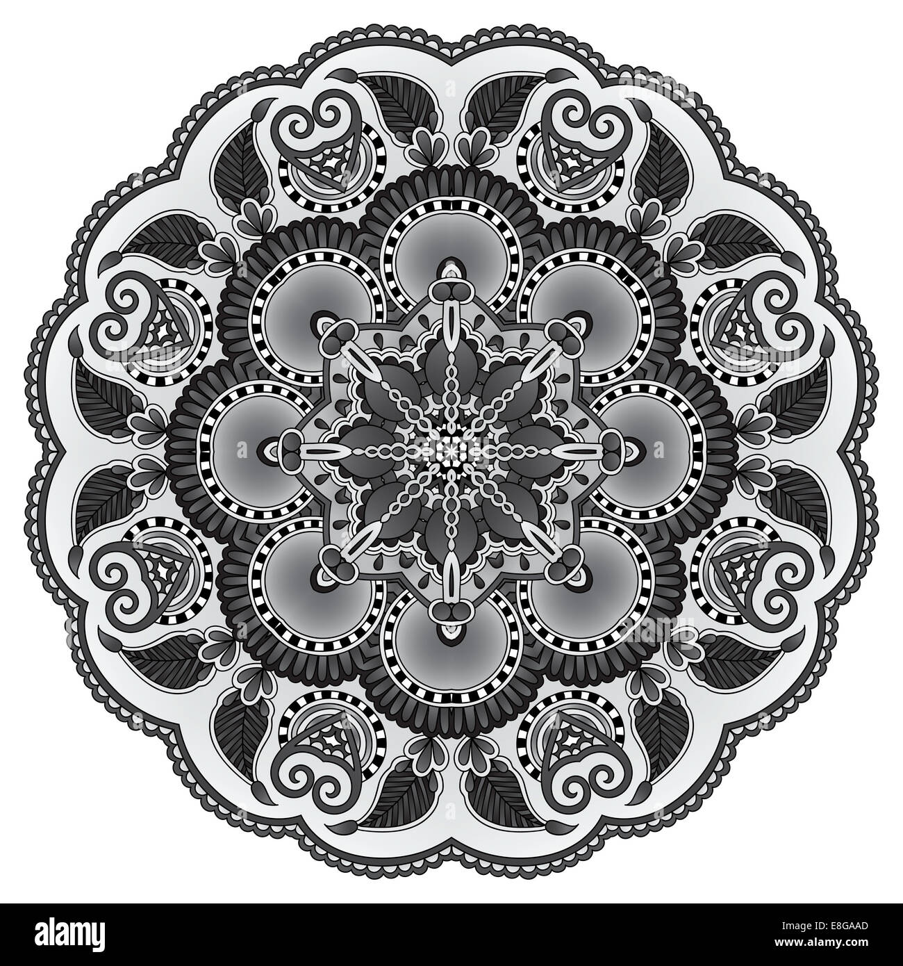 grey circular decorative geometric pattern for yoga fashion desi Stock ...