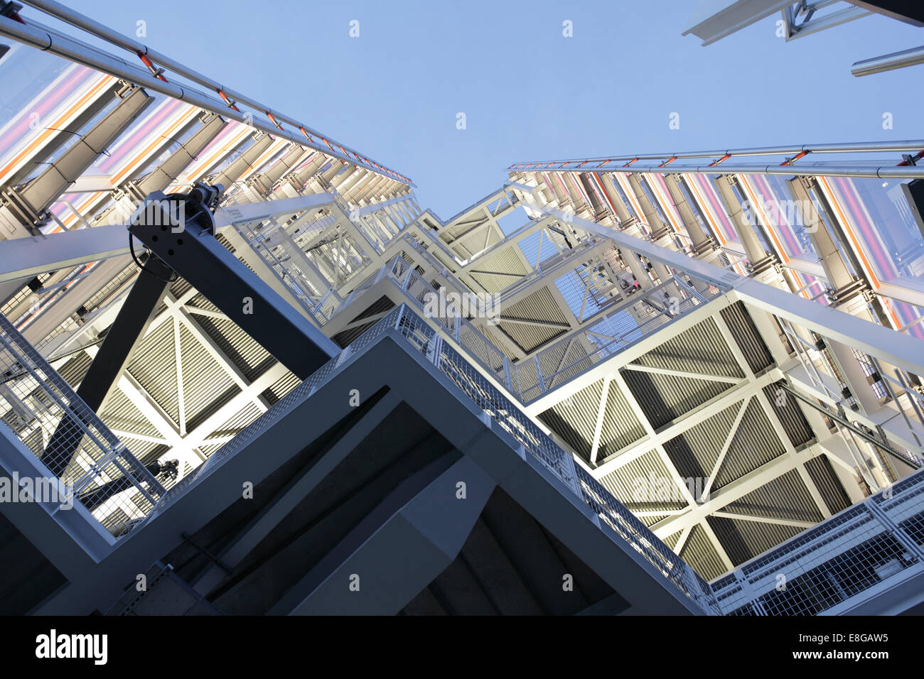 Ground up vertigo workers working build night evening illuminated lit ...