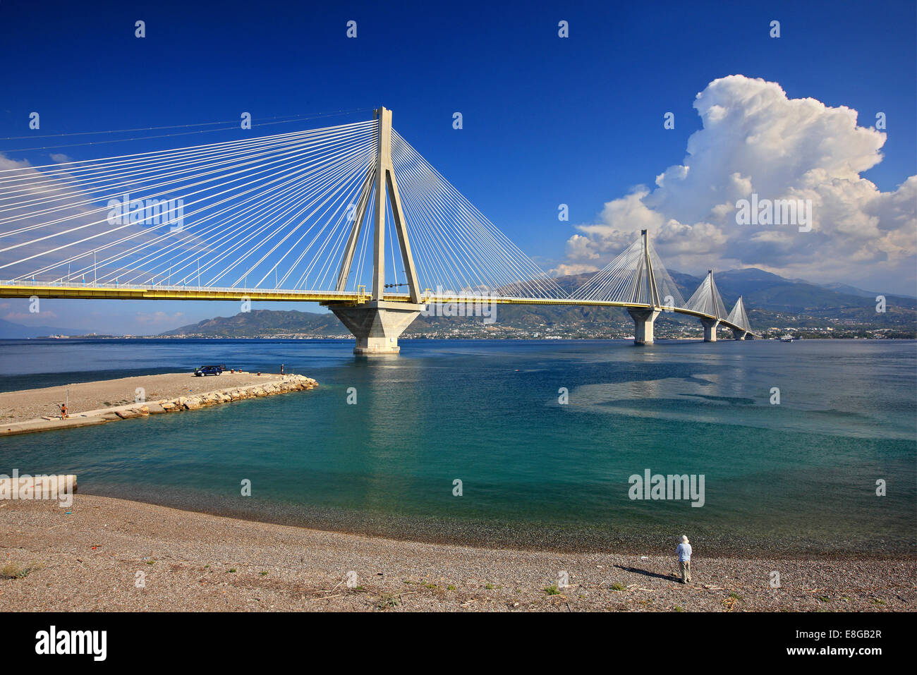 The cable-stayed bridge of Rio-Antirio, as seen from the castle of ...