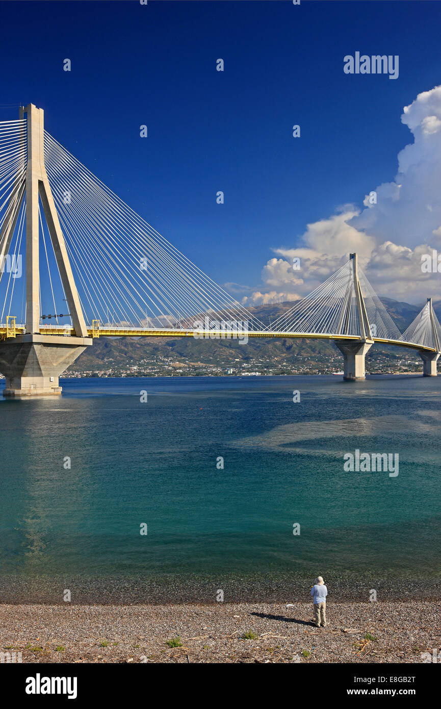 The cable-stayed bridge of Rio-Antirio, as seen from the castle of ...