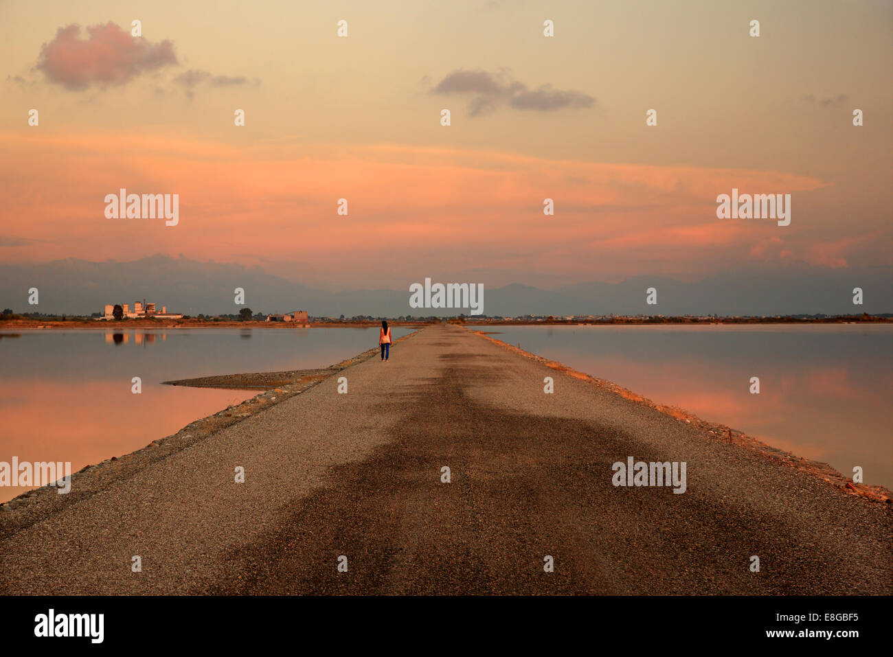The "White" saltworks around sunset, lagoon of Messolonghi - Aitoliko ...