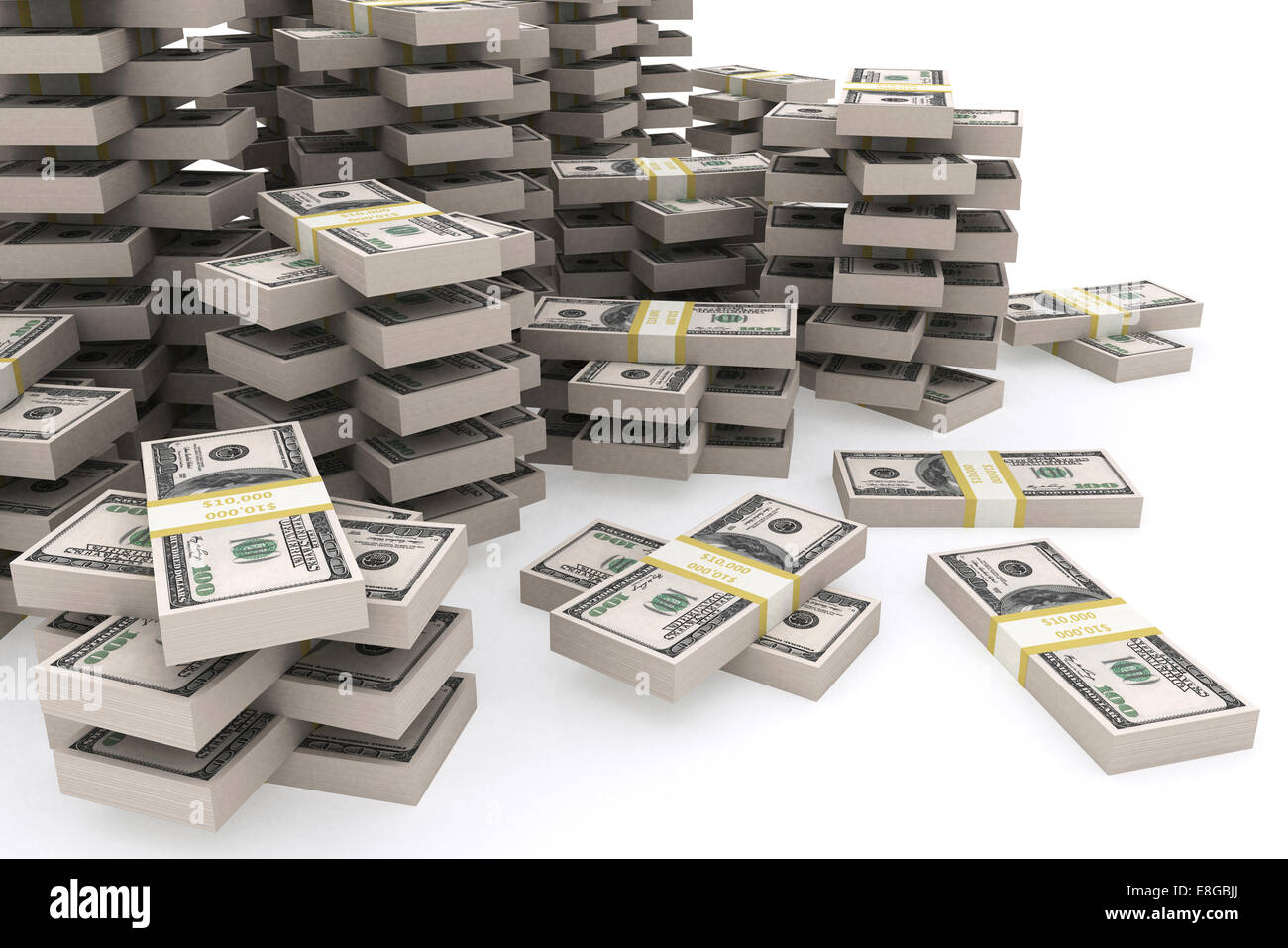 Stack of 100 dollars USA on white background. Financial concept Stock ...