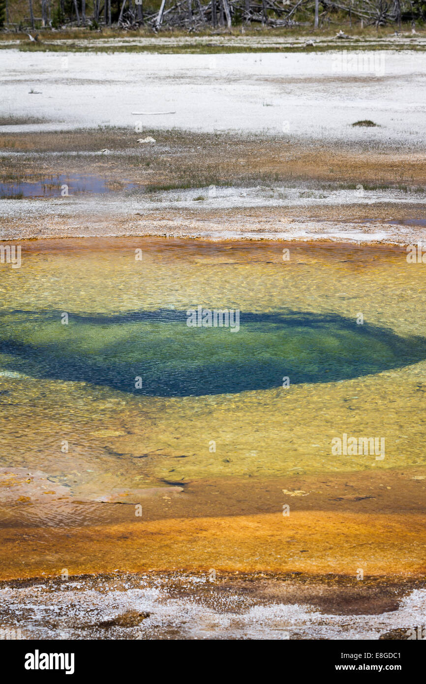 chromatic pool in yellowstone national park with beautiful vibrant ...