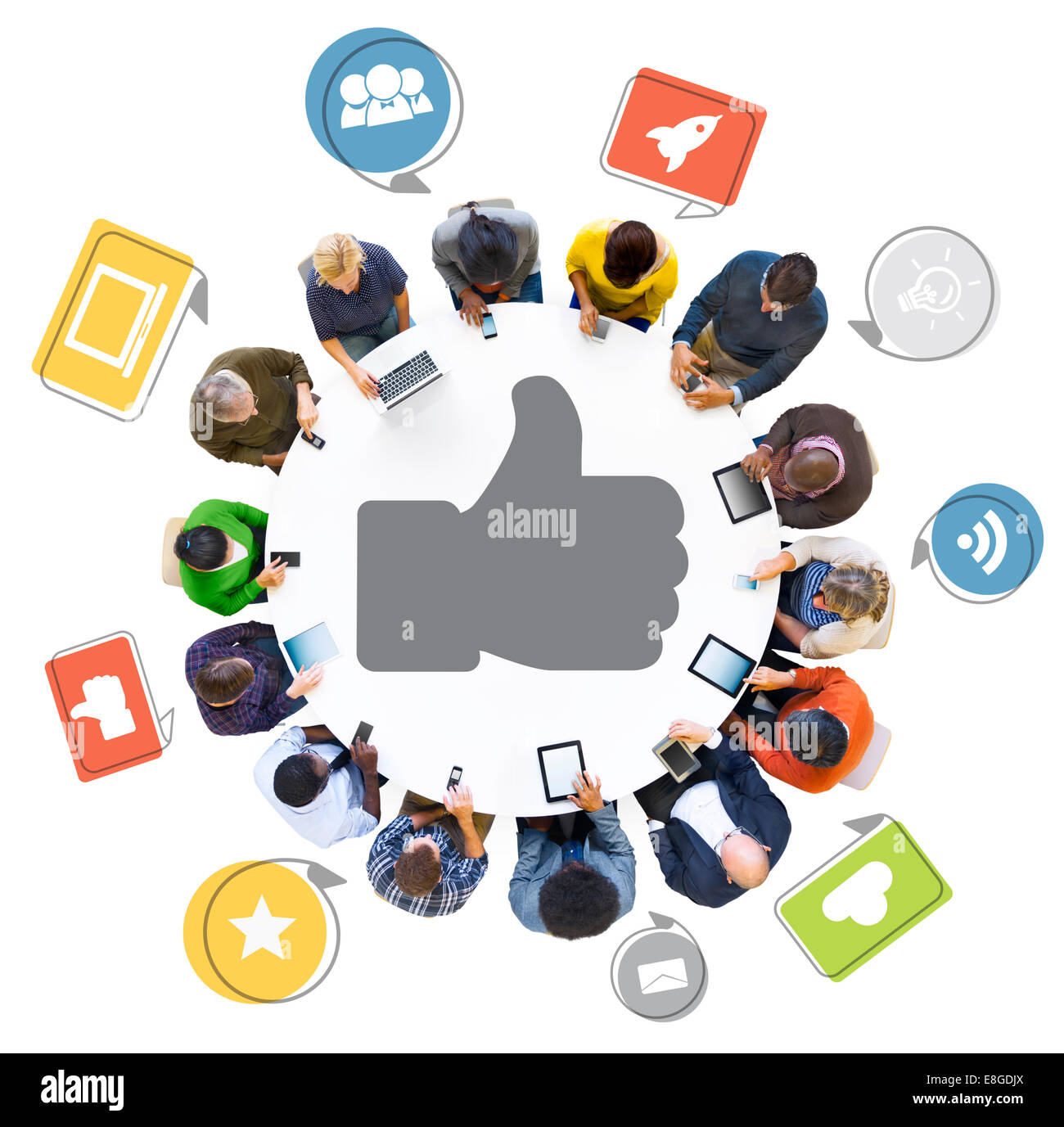 People with Internet Concepts and Thumbs Up Symbol Stock Photo - Alamy