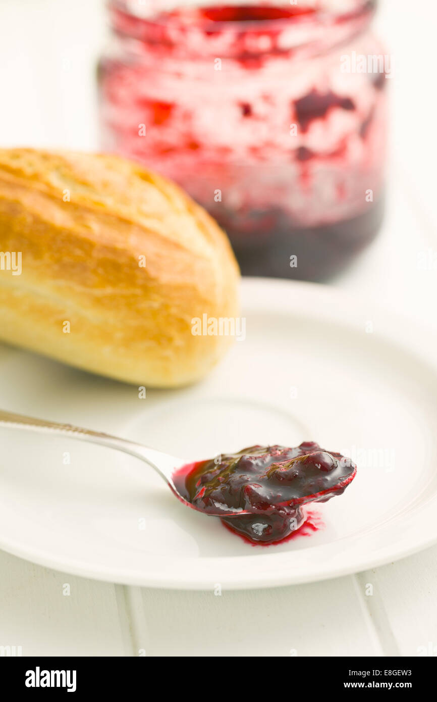 the fruity jam in spoon Stock Photo - Alamy