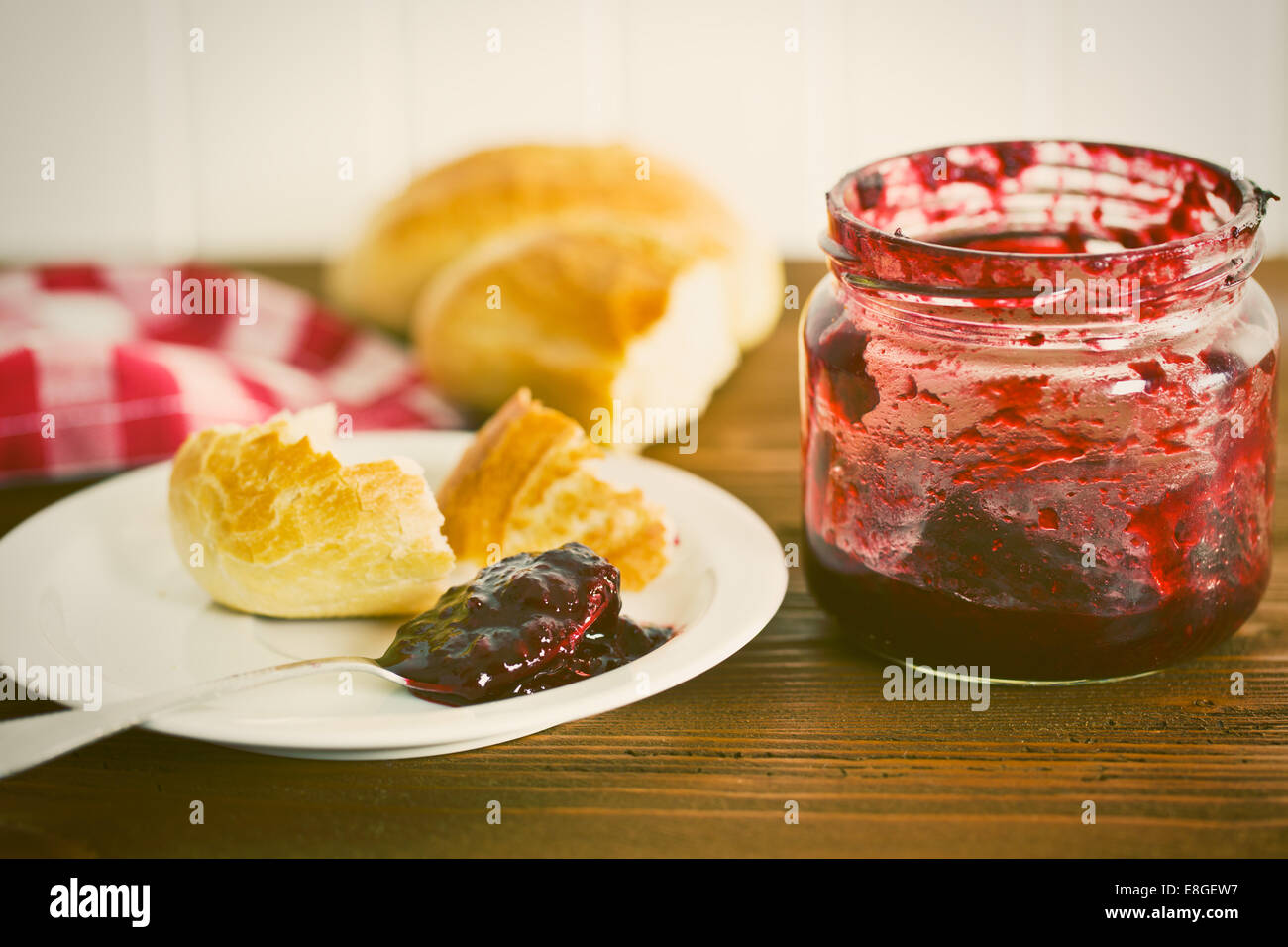 the fruity jam in spoon Stock Photo - Alamy